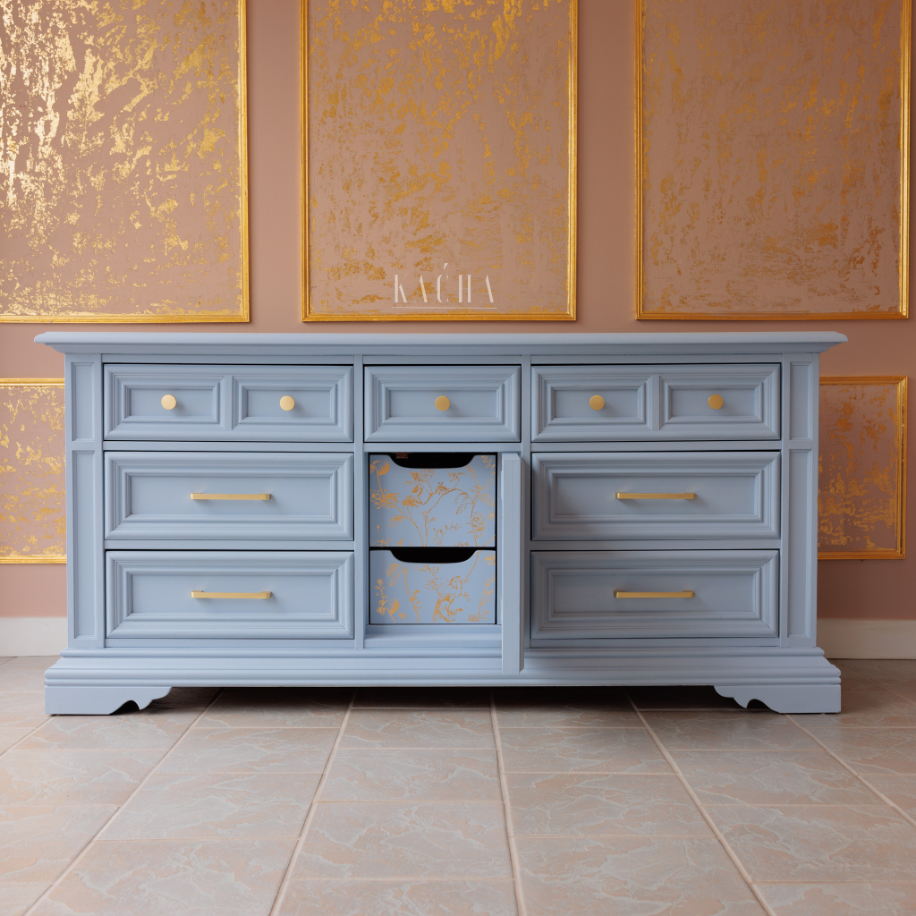 Long Blue Dresser - Kacha Furniture | Chalk Style Furniture Paint ...